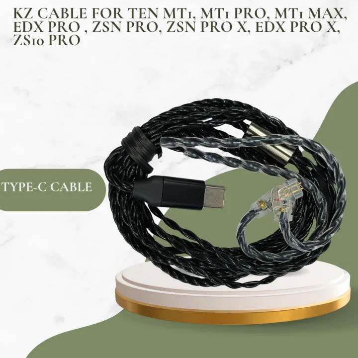 KZ Type C OFC Copper Earphone Cable with Mic Kz Cable For ten mt1, mt1 ...