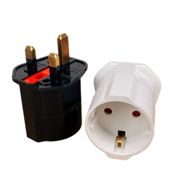 1PCS European 2 Pin to UK 3 Pin Plug Adaptor Euro EU Travel Mains ...