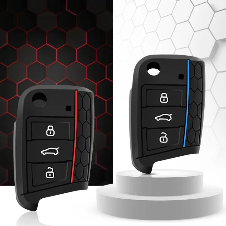 Car Key Case Silicone Cover for VW Golf 7 MK7 3 Buttons Flip Folding ...