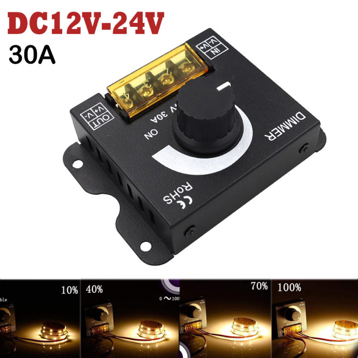 DC 12V 24V LED Dimmer Switch 30A Voltage Regulator Adjustable ...