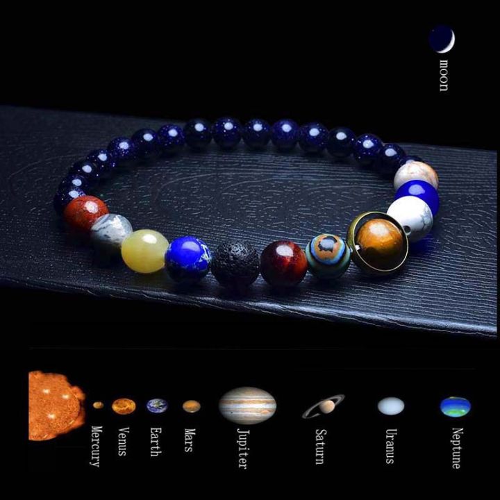 Noter Eight Planets Bracelet Men 6mm 8mm Natural Volcanic Rock Braslet Lapis Lazuli Beaded ...