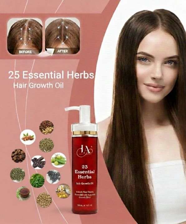 Natural Growth & 25 Essential Herbs Hair Oil (200ml) | Intensive Anti ...