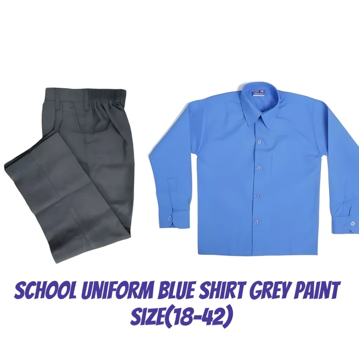 government school uniform for boys blue shirt grey paint sizes ...