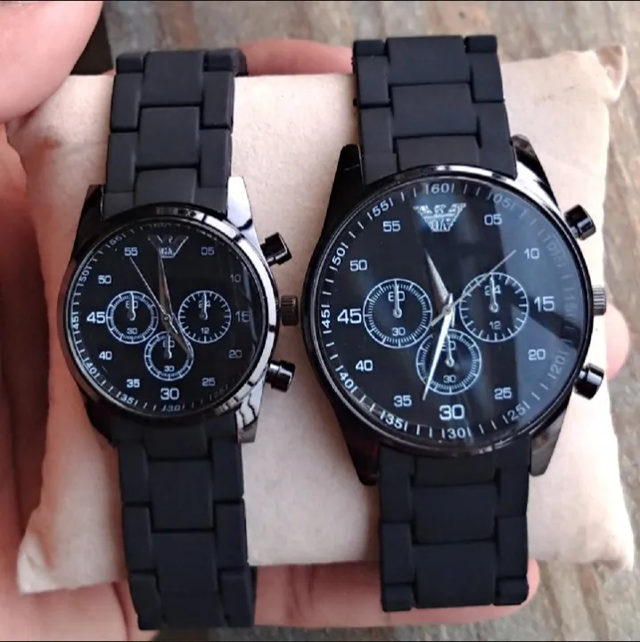 Pack of 2 Rubber Chain Couple Watches -Premium Quality - Men & Women ...