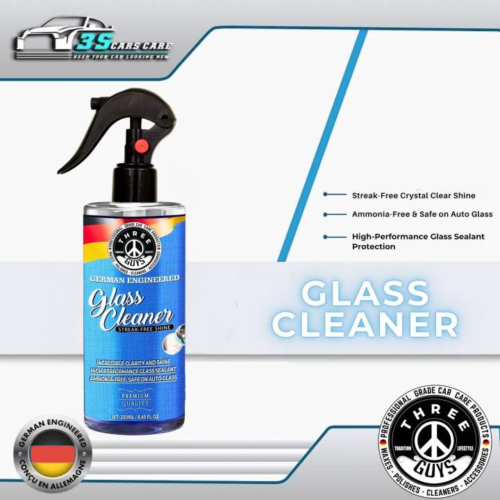THREE GUYS Glass Cleaner Spray 250ml | Streak-Free Shine for Car & Home ...