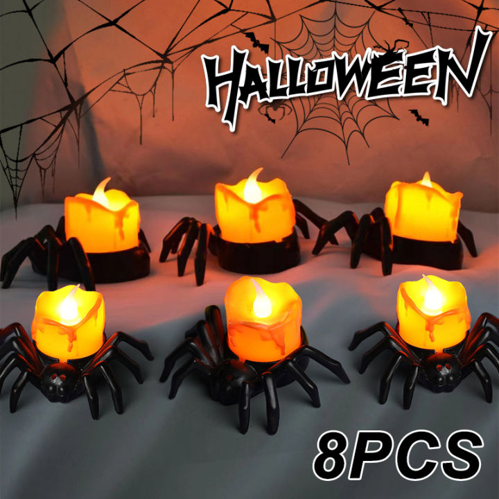 Halloween Decorations LED Candle Light Plastic Spider Pumpkin Lamp for ...