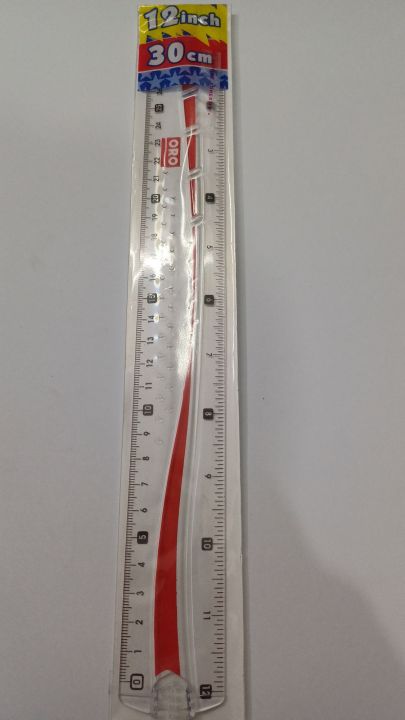 ORO transparent plastic crystal sheesha scale 12" inches =30 cm ruler ...