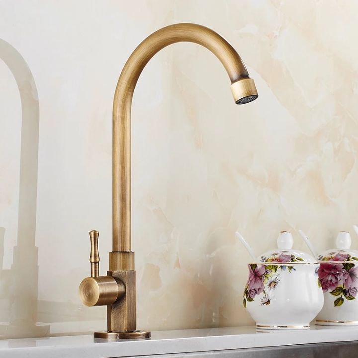 Cold Kitchen Sink Faucet Antique Bronze Finished 360 Degree Single Hole ...