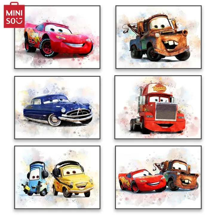 MINISO Watercolor Disney Cars Print Disney Classical Cartoon Movie Art ...