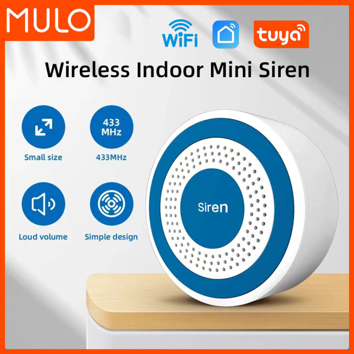 MULO Mini Alarm Siren Wireless 433MHz Sound & Light Indoor strobe siren ...