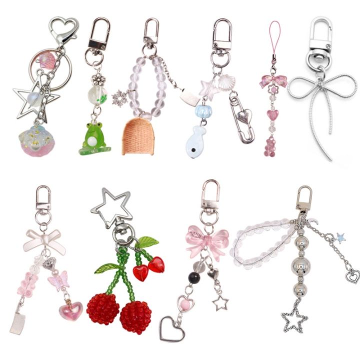 Y2K Phone Charm Bow Heart Star Keychain Pendant Kawaii Key Chain Bag ...