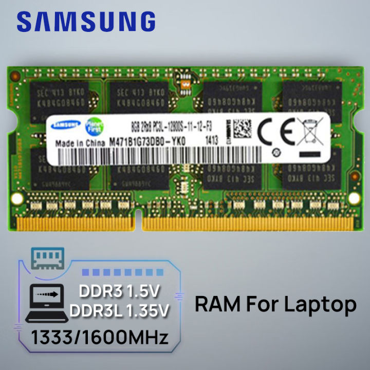 Samsung Laptop Memory DDR3L 1.35V / DDR3 1.5V 1333 1600 MT/s MHz 4GB ...