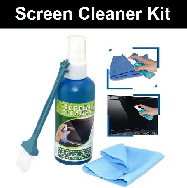 3in1 Screen Cleaning Kit Spary Brush Fiber Cloth Cleaning Monitor LCD ...