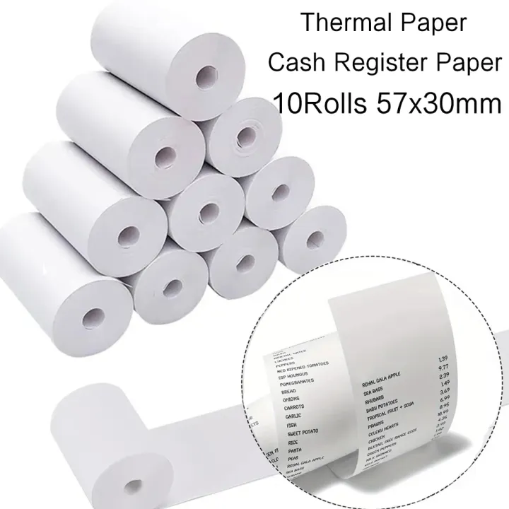10 Rolls 57x30mm Cash Register Paper Take-out Catering Supermarket ...
