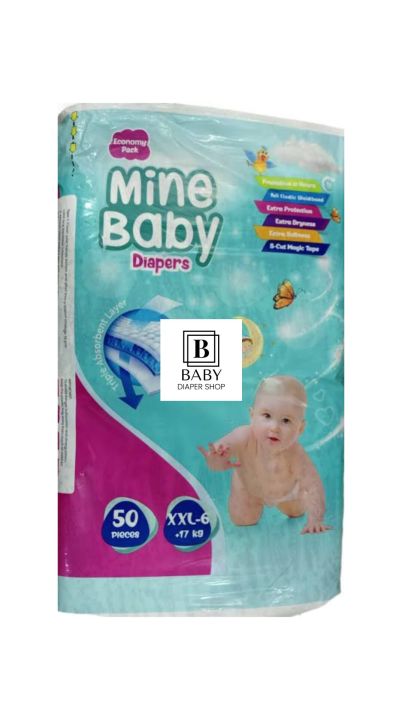Mine Baby Diaper Xxl Size 6 50 Pieces Of Packet Cotton Sheet Diaper ...