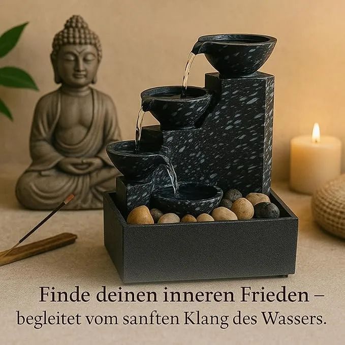 Mini Indoor Fountain Desk Fountain Decoration with Warm White LED ...