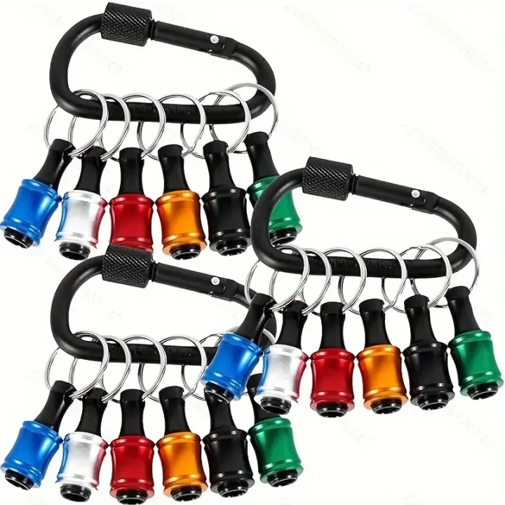 Color keychain adapter set, 1/4 hexagonal drill bit holder with ...