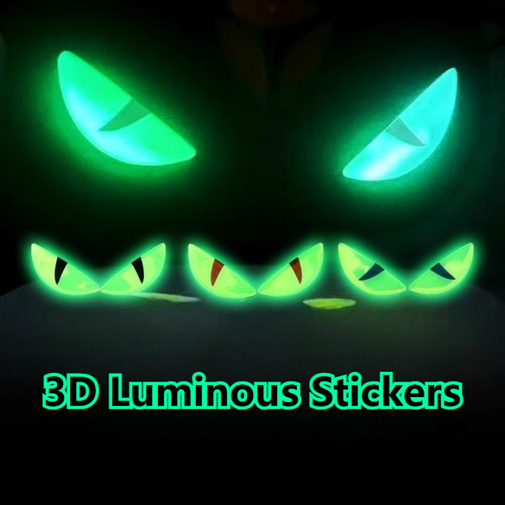 3D Devil's Eye Luminous Stickers, Motorcycle Helmets Sticker, Night ...