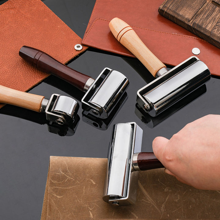 MIUSIE Wooden Handle Leather Press Edge Roller Leather Roller Tool Edge ...