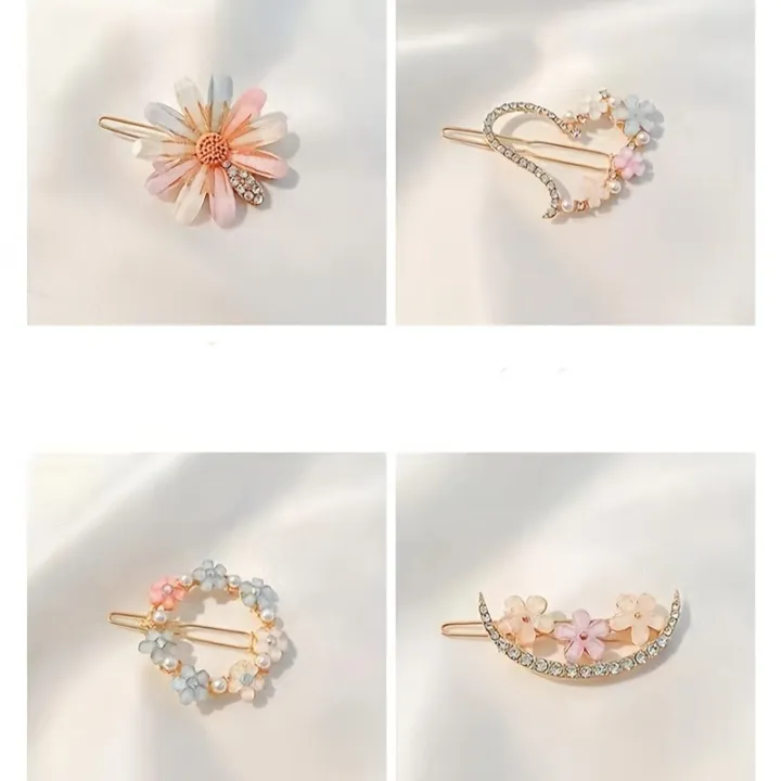 4pcs Fresh and Sweet Little Girl's Love Flower Bangs with Playful and ...