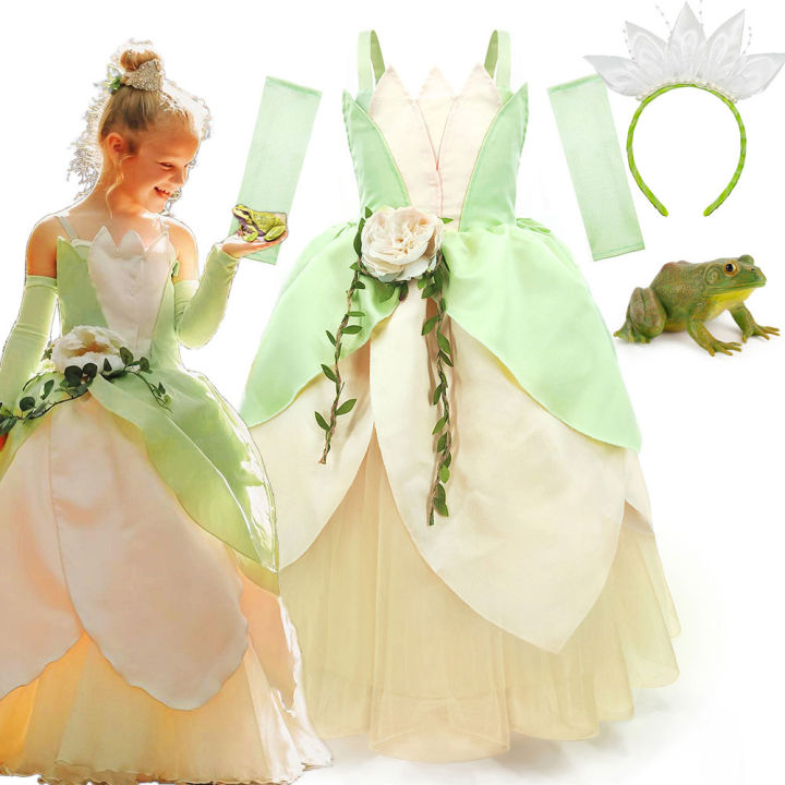 2024 Fancy Princess and Frog Story Cosplay Kid Princess Ball Gown off ...