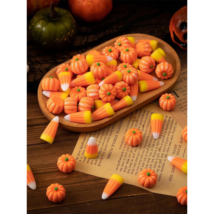 10pcs Thanksgiving Resin Pumpkin Candy Corn Decorations, 3D Mini ...