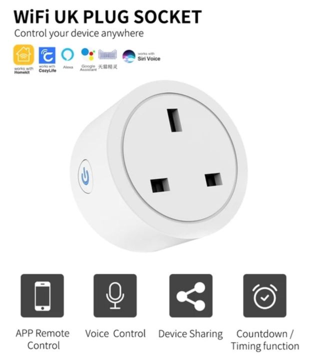 Tuya Wireless WiFi Smart Plug 16A UK Socket Smart Life APP Work With ...
