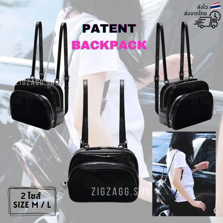 2 sizes available! Jennie Cute Korean patent leather backpack shoulder ...