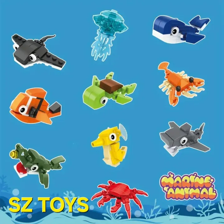 Randomly 1 Pack Marine Animal Building Blocks for Kids, Educational ...