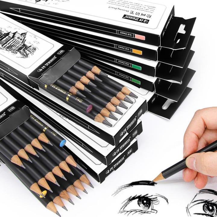 12 pcs/set Professional Sketch Drawing Pencil Set 4H 2H H HB 2B 4B 6B 8B 10B 12B 14B Painting ...
