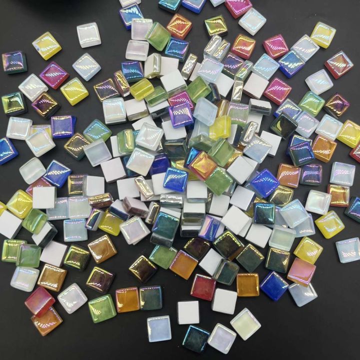 100pcs Crystal Glass Mosaic Tiles, 1 cm Square Craft Tiny Mosaic Tiles ...