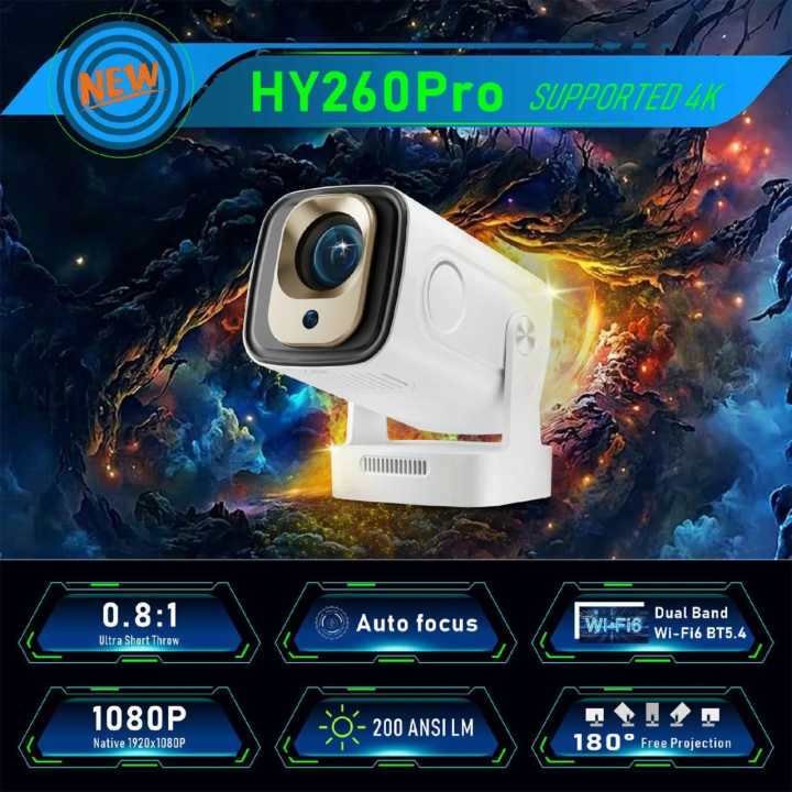HY260 Pro Smart LED Projector | Native 1080P | Android 11 | WiFi 6 ...