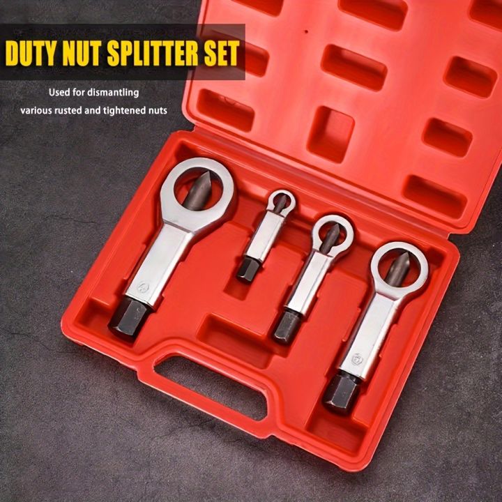 4PCS Heavy-Duty Nut Splitter Tool Set Broken Damaged Corroded Stuck ...