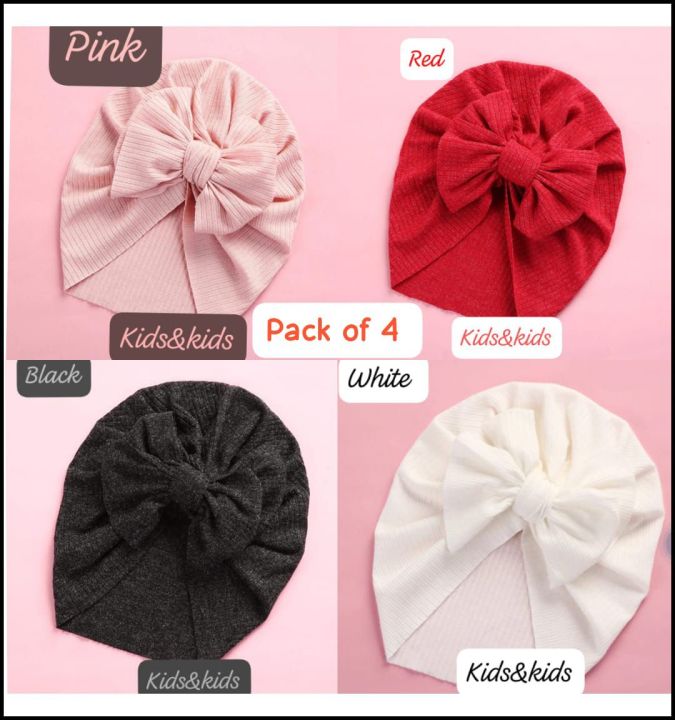 baby girl turban caps pack of 4 | Daraz.pk
