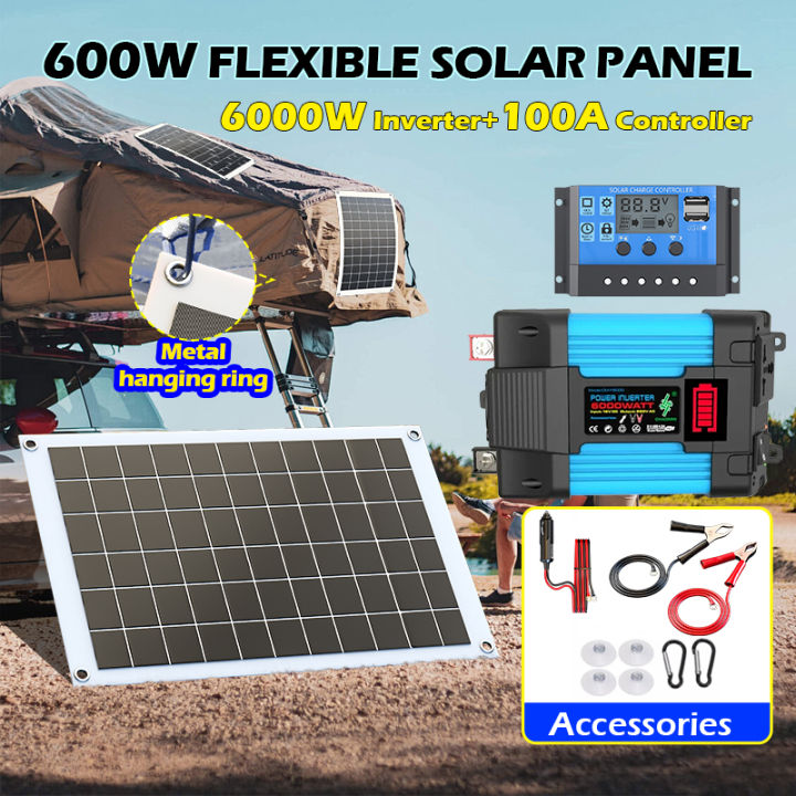 6000W 110V/220V Solar Panel System KITS 600W Solar Panel Battery Charge ...
