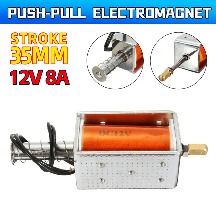 DC 12V Push Pull Type Linear Solenoid Switch Open Frame Electromagnet ...