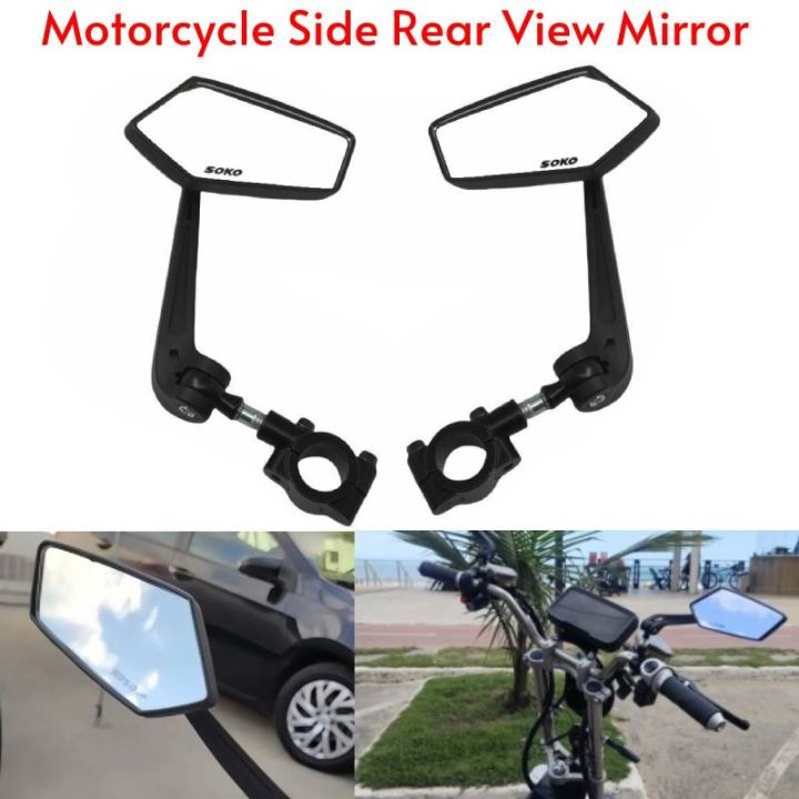 Motorcycle Mirrors Handlebar HD Wide Angle Adjustable Rear View Mirrors For Honda Scooter E-bike ...