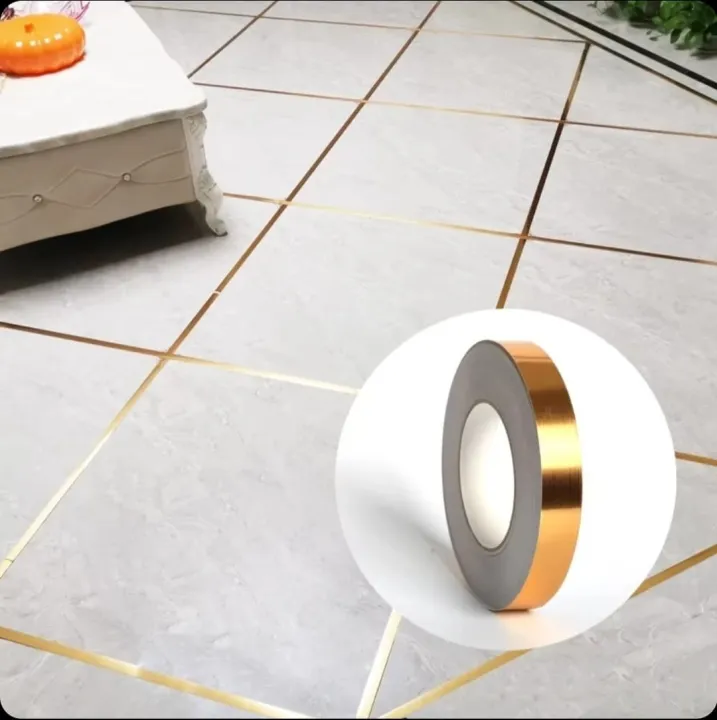 166 Feet (Golden color) Self-Adhesive Waterproof Tile Gap Tape for ...
