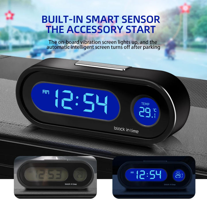 Time/temperature Car Instrument Mini Car Electronic Clock Time Auto ...