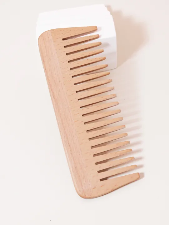 Natural wood wide toothed comb, wide toothed wood comb, styling comb ...