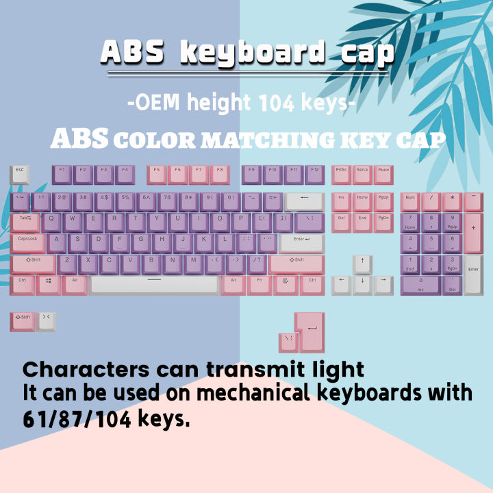 OEM Height ABS English characters Transparent Purple Pink White 104 ...