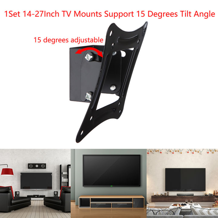 1Set 14-27Inch TV Mounts LCD LED Monitor Wall Mount Bracket Fixed Flat ...
