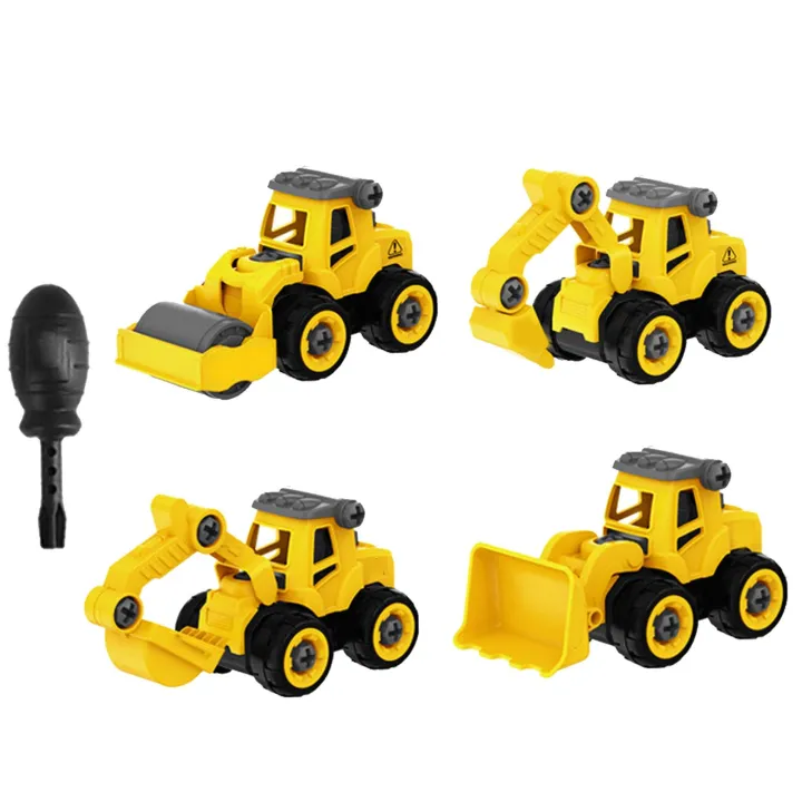 4 in 1 Construction Vehicles Truck Toys Set Take Apart Educational ...