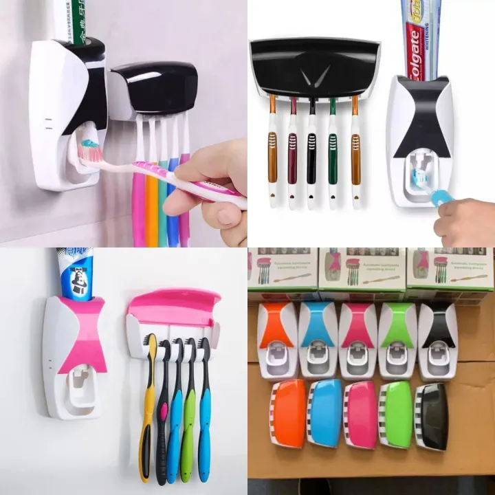 Plastic Automatic Hands-Free Wall Mounted Toothpaste Dispenser Squeezer with Detachable 5 Hole ...