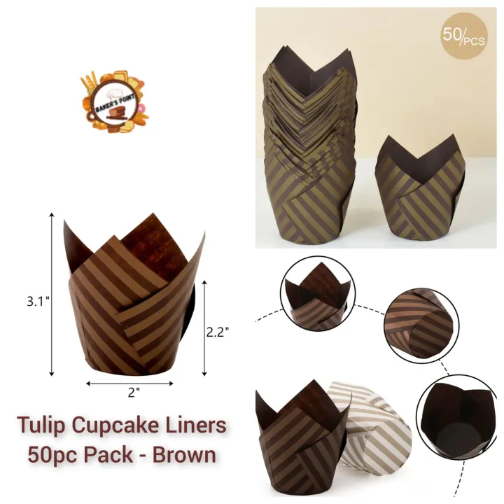 Tulip Cupcake Liners – 50pc – Brown | Daraz.pk