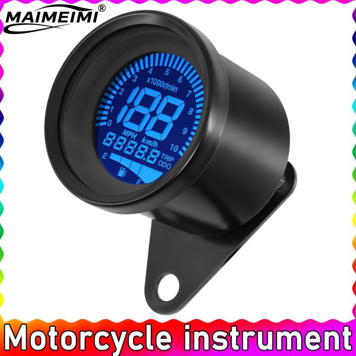 LCD Odometer Digital Fuel Meter Motorcycle Speedometer Retro Universal ...