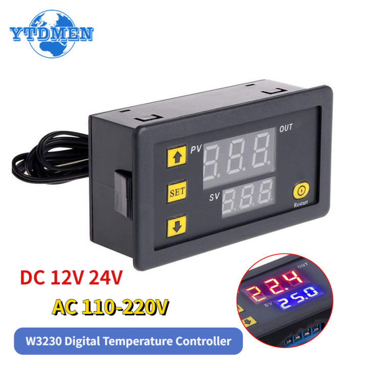 W3230 DC 12V 24V AC110-220V Digital Temperature Controller LED Display Thermostat Regulator Heat ...