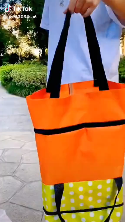 Folding Shopping Pull Cart Trolley Bag with Wheels Foldable Shopping ...