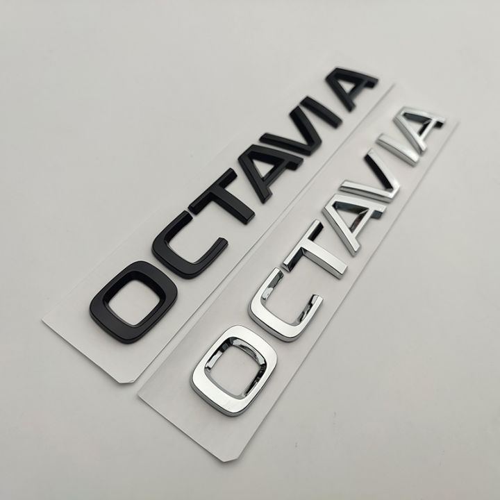3D ABS Chrome Black Logo Octavia Emblem Letters Car Rear Trunk Badge ...