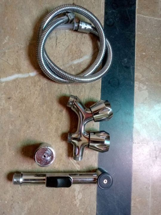 Muslim Shower Set ll Pure Brass Water Tap+Steel Pipe+Plastic Chrome ...